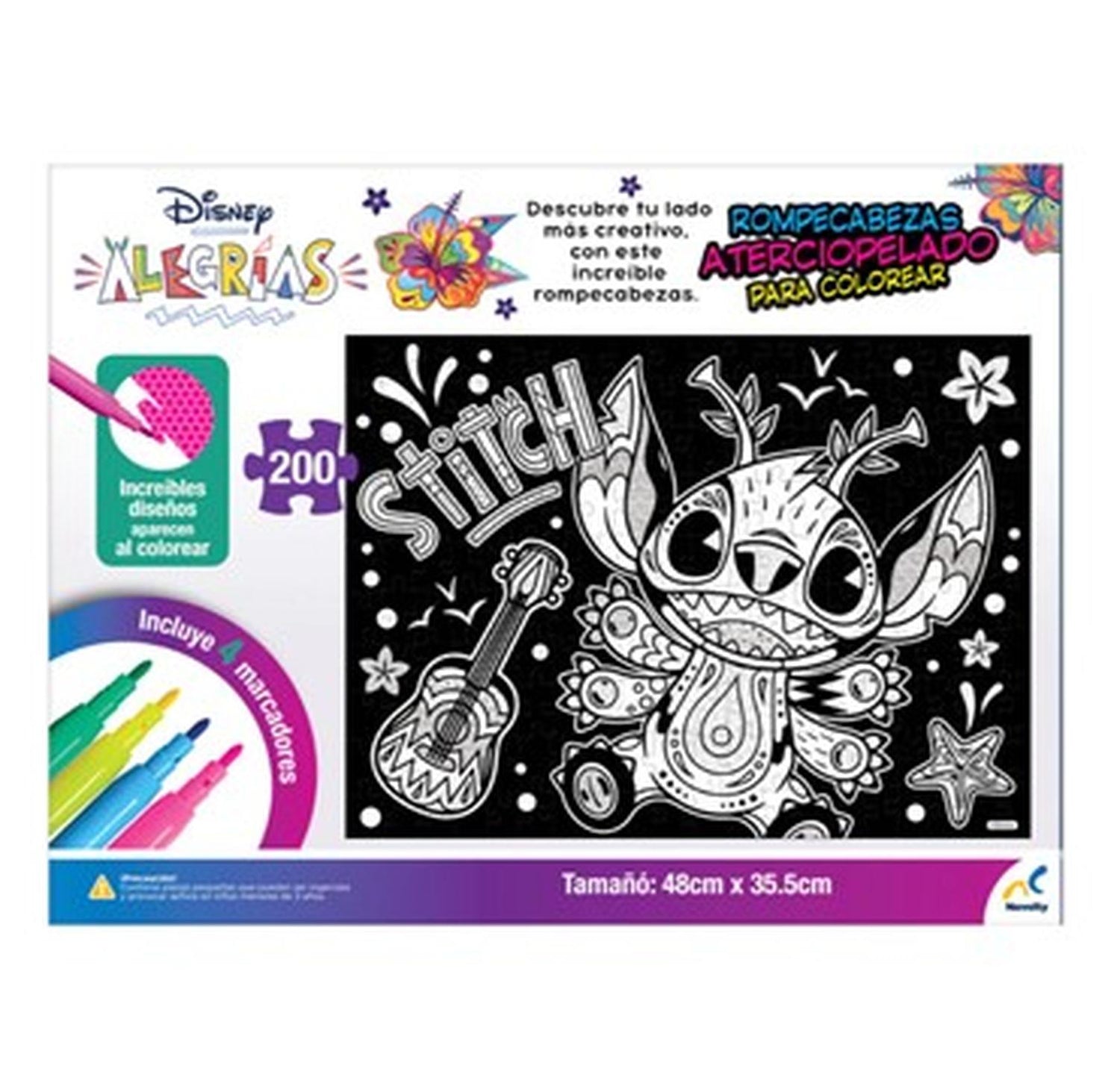 Rompecabezas Aterciopelado Disney Stitch Alegrias 200 Piezas Colorear ...